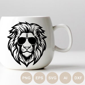 Lion Svg Cut File, Lion With Glasses Svg, Wild Animal Svg, Cricut ...