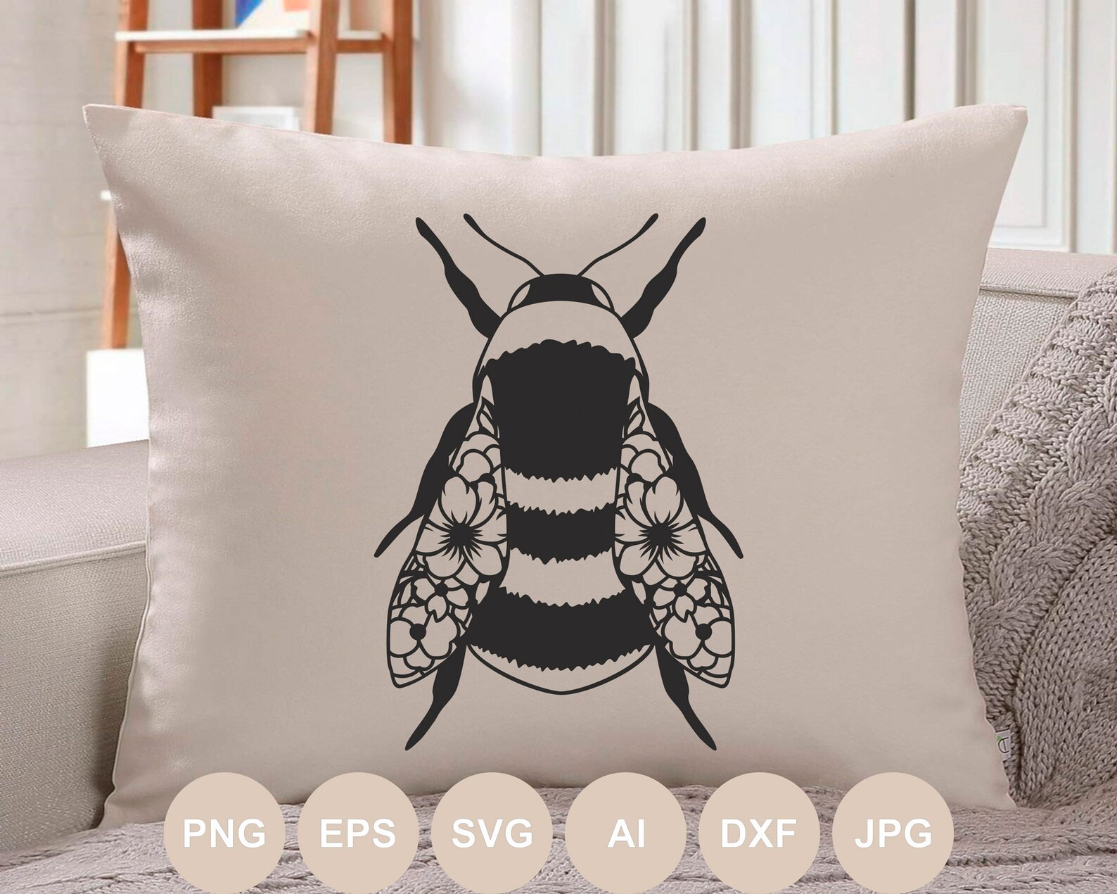 Bee Svg File Bee Cut File Floral Wings Bee Svg for Shirts - Etsy