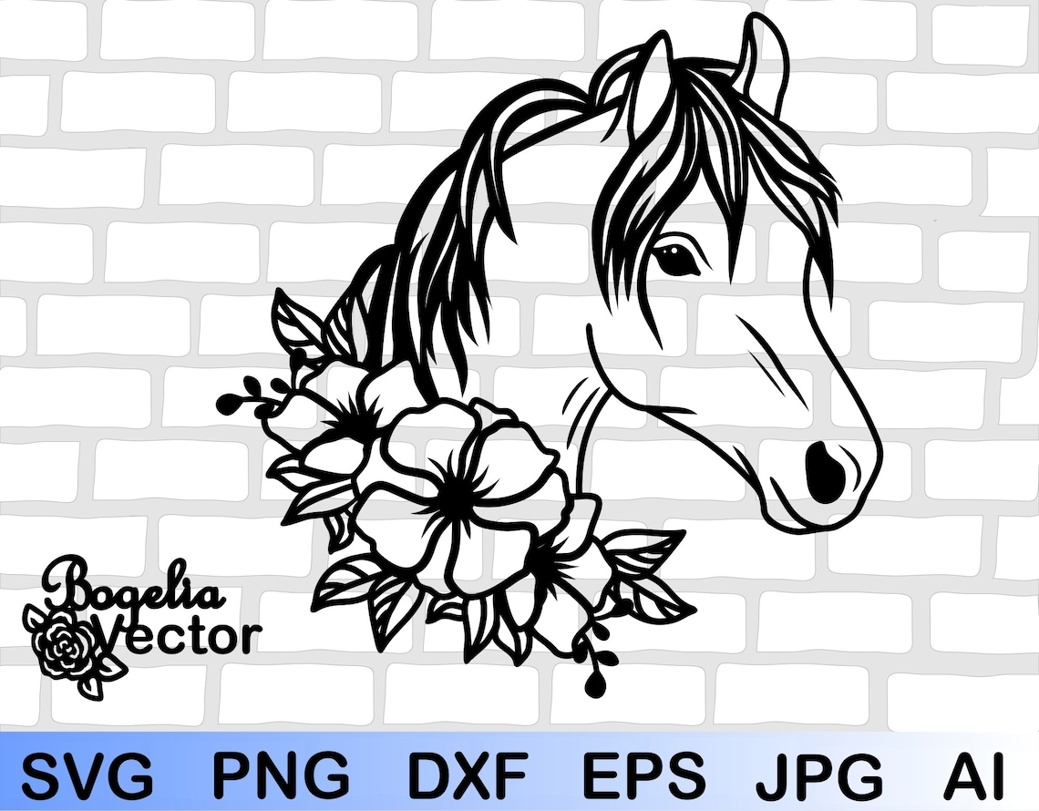 Florale Pferde Svg Datei Pferdekopf Svg Pferdekopf Svg Tier | Etsy ...