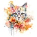 Watercolor Cats With Flowers Clipart 11 High Quality Jpg - Etsy