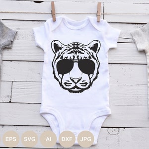 Tiger With Glasses Svg, Tiger Svg File, Tiger Cut File, Animal Svg ...