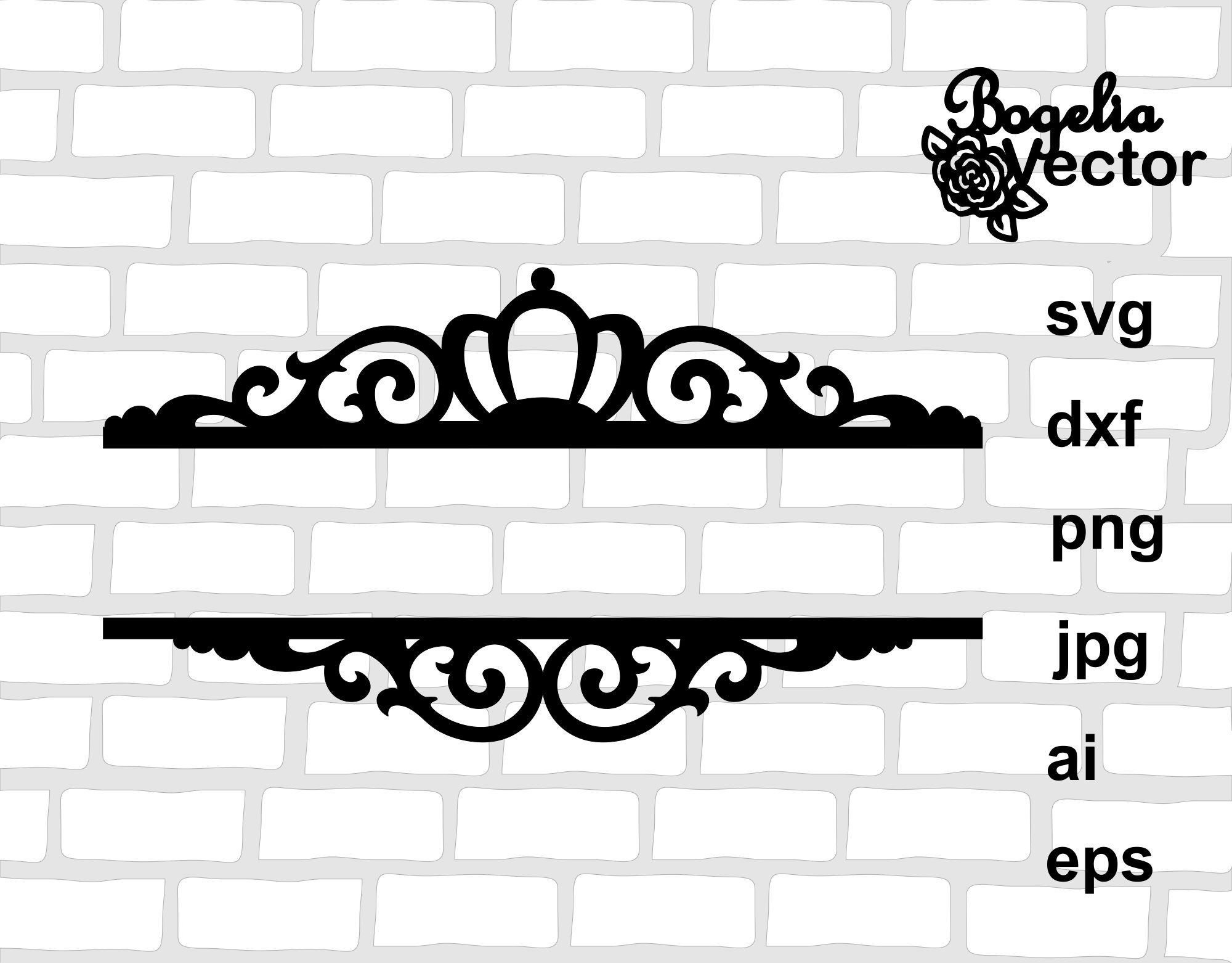 Crown Border Svg Border Cut File Split Monogram Svg Split - Etsy Canada