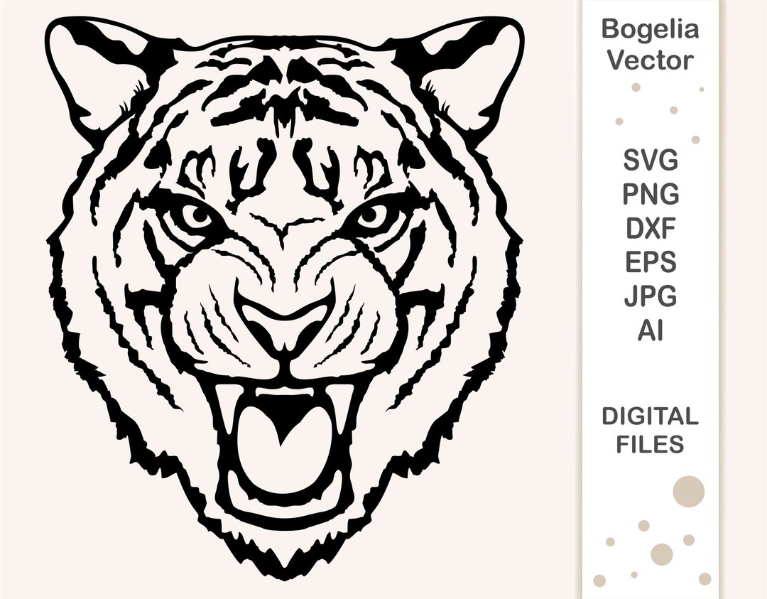 Roaring Tiger Svg, Cut File, Angry Tiger Svg, Tiger Face Svg, Tiger ...