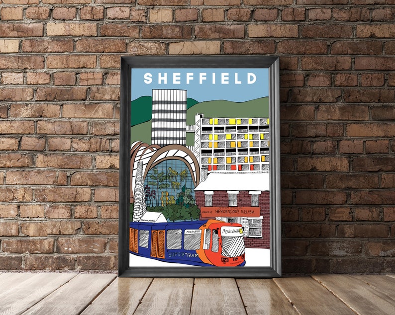 Sheffield Landmarks Poster - Yorkshire Artwork, South Yorkshire ...