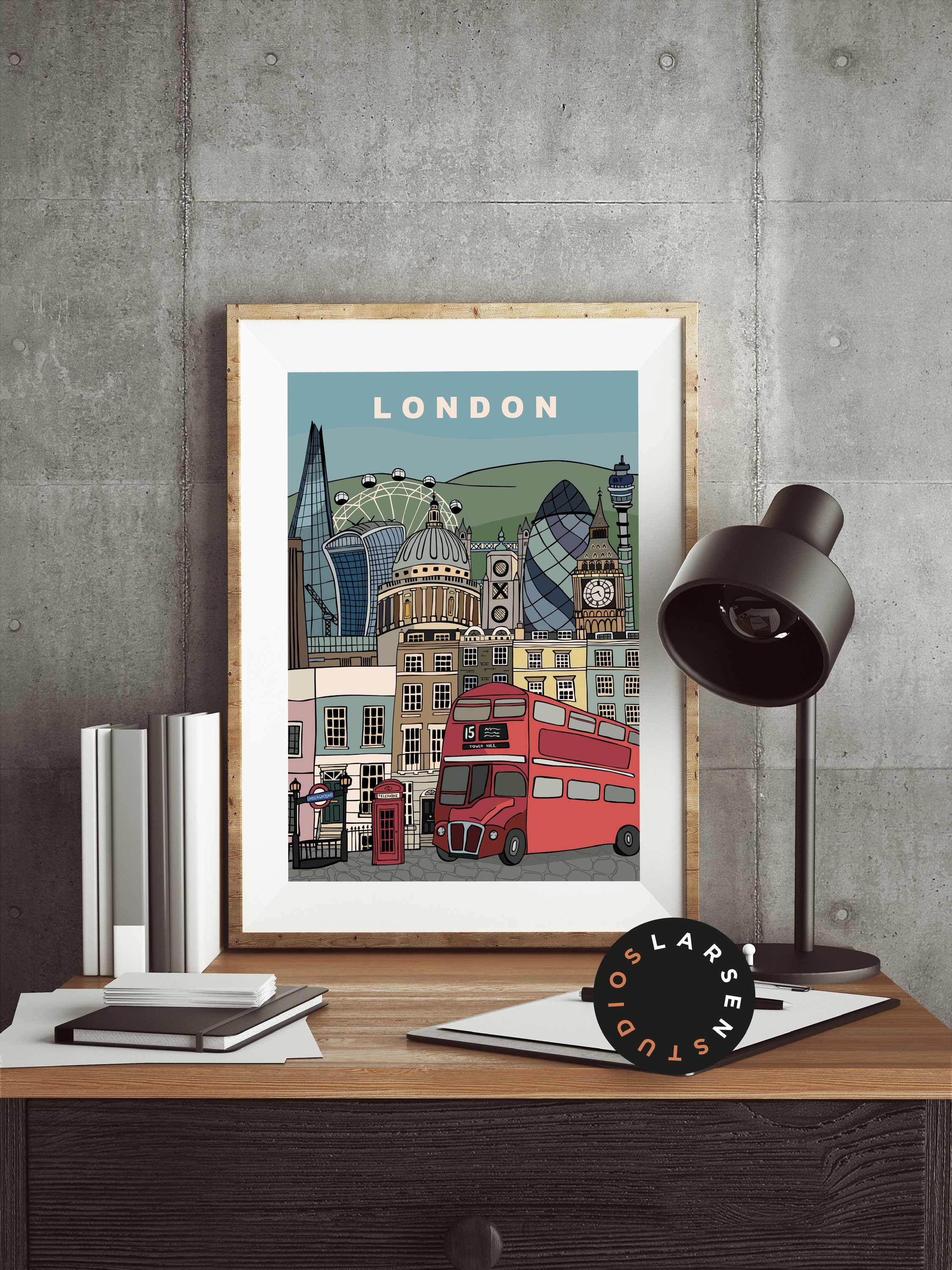 London Landmarks Print - St Paul’s, London Bridge, the Shard, London ...