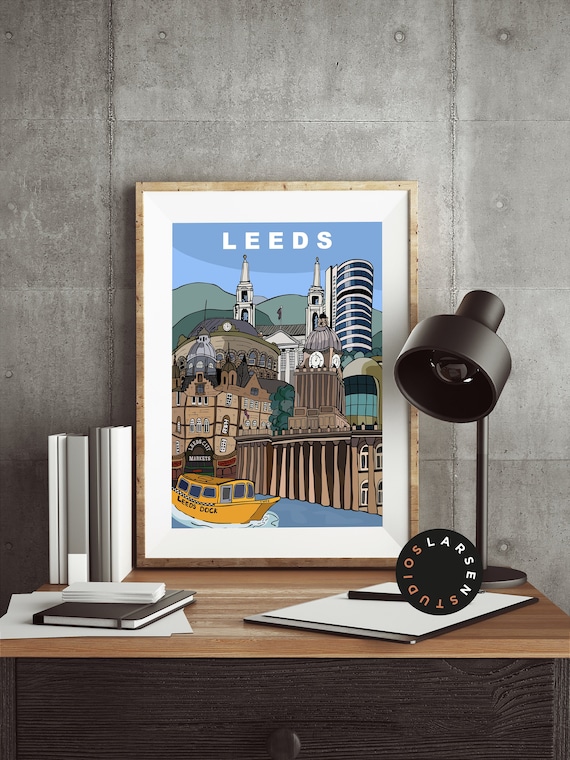 Leeds Landmarks Art Print Poster Leeds City Centre | Etsy