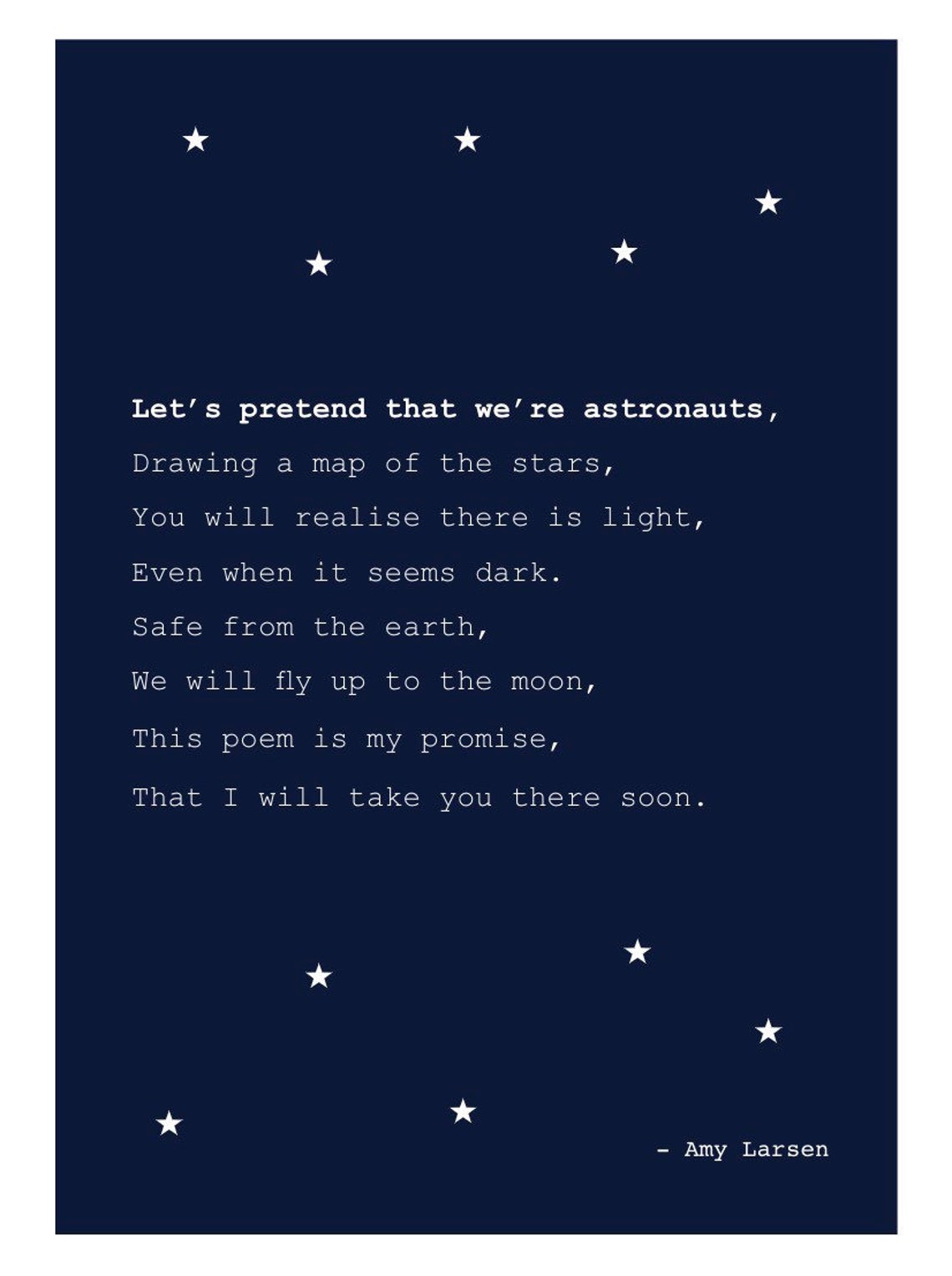 Stars Print Astronaut Poem Print Original Poem Kids Wall Art Nursery ...