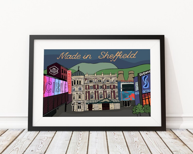 Sheffield Poster - Creative, Cultural Cityscape. the Leadmill, Theatres ...