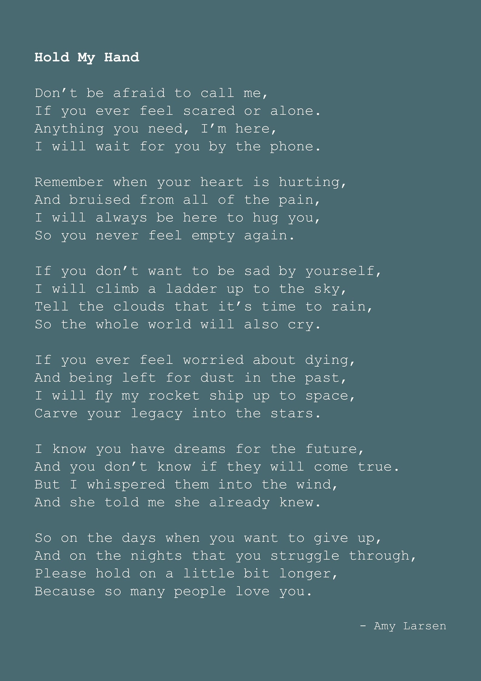 Hold My Hand Original Poetry Postcard/print Poem Print - Etsy