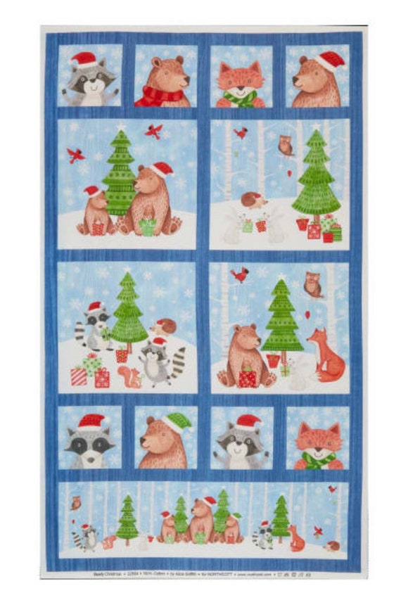 Northcott Bearly Christmas Fabric Panel | Etsy