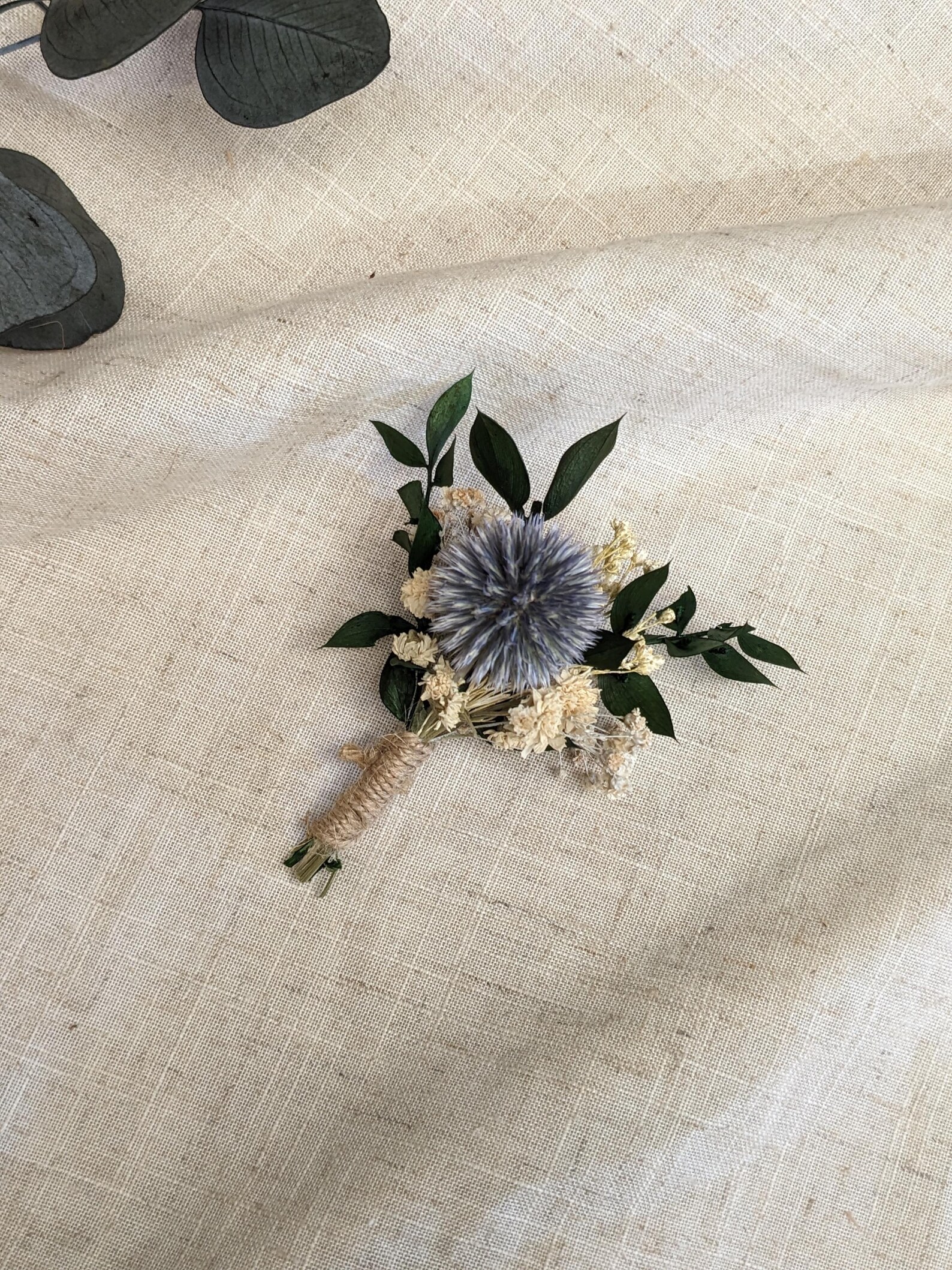 Dried Scottish Thistle & Italian Ruscus Buttonhole Rustic Flower ...