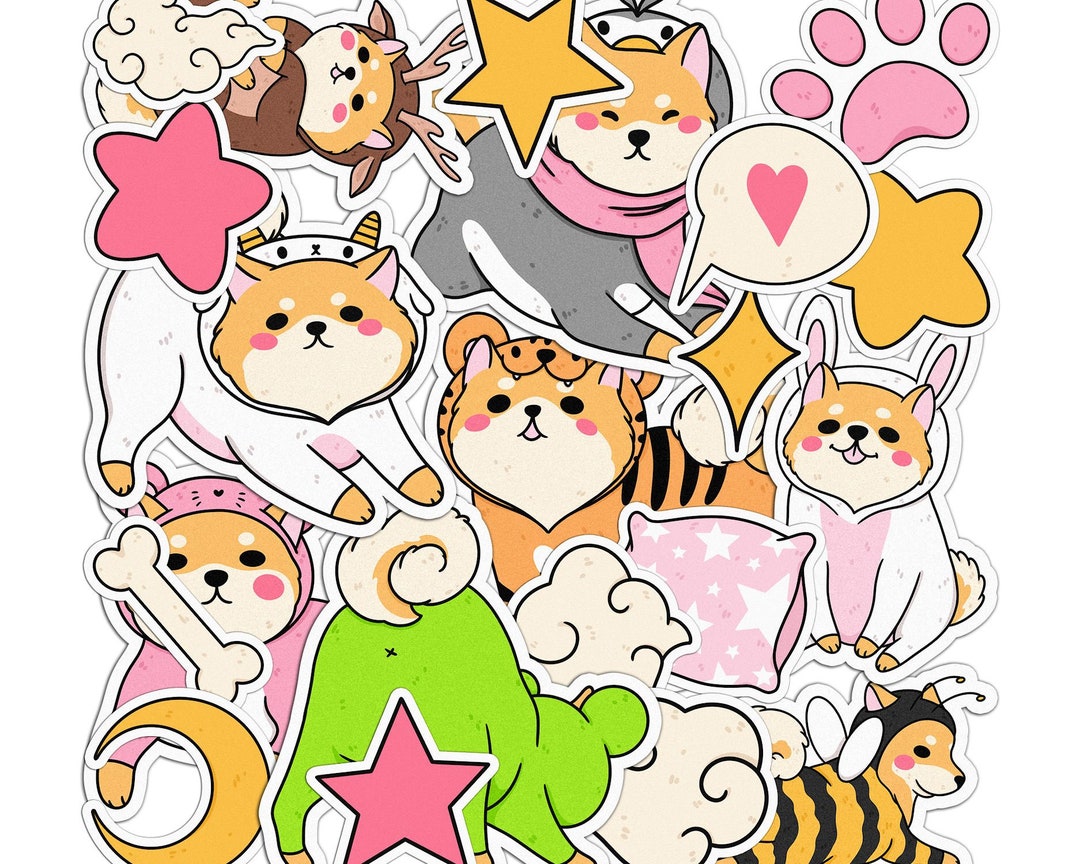 Shiba Inu 21 Pcs Sticker Set Puppy Sticker Funny Stickers Pack MacBook ...