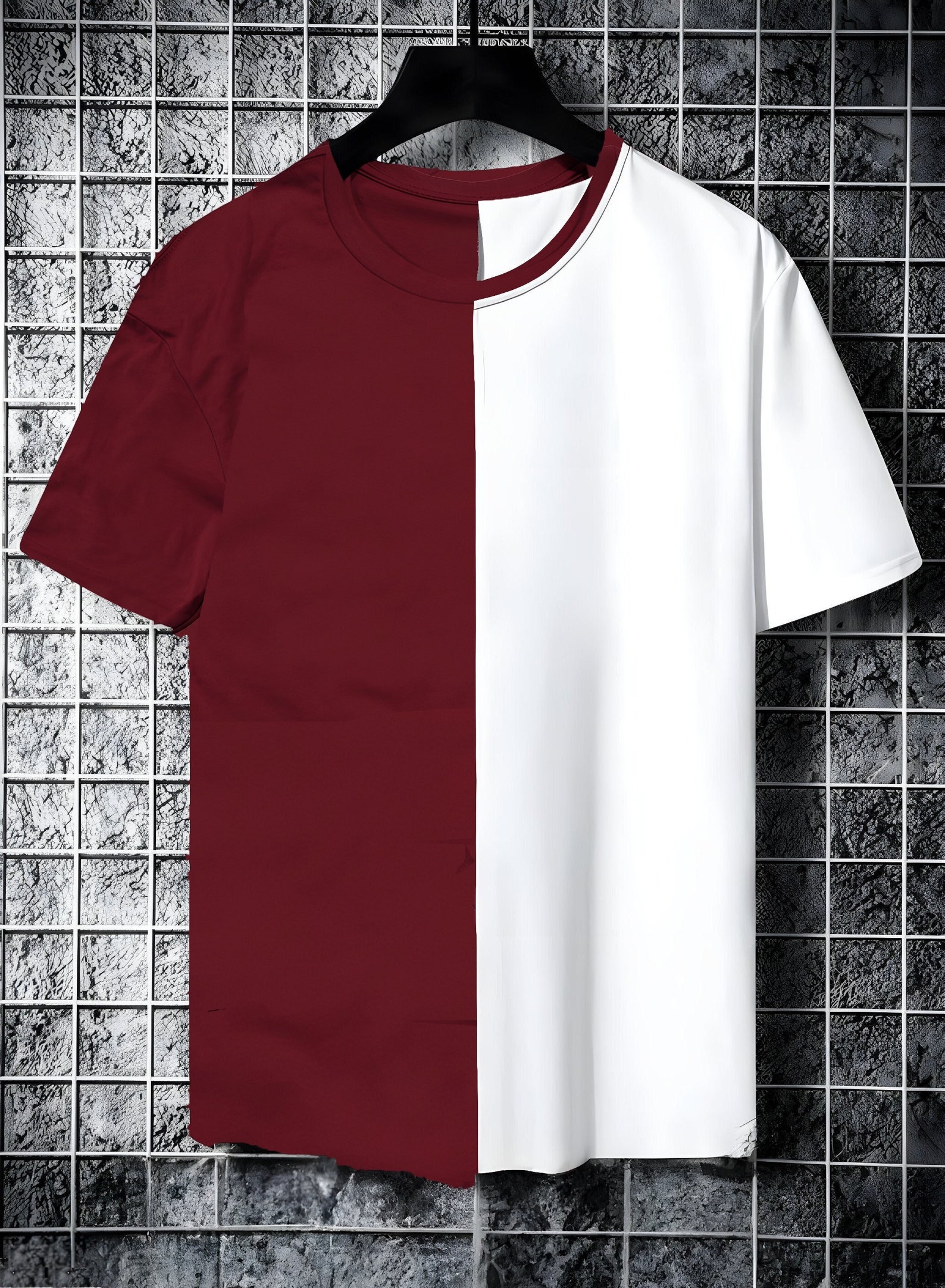 Half White and Half Red Unisex T Shirt Trendy T Shirt Stylish T Shirt ...