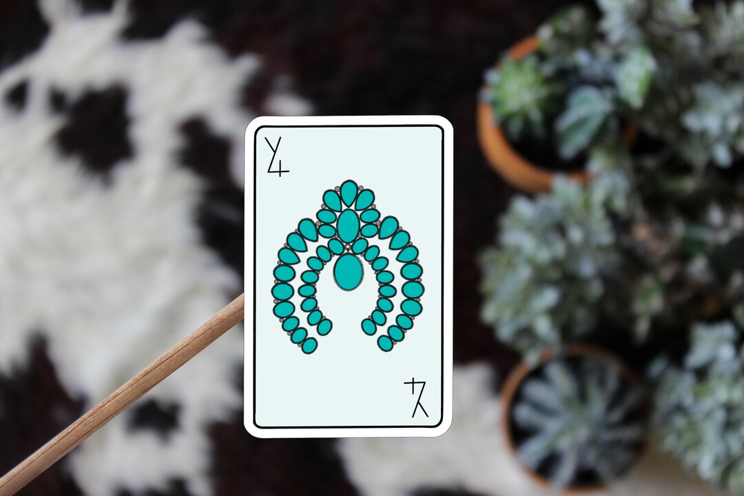 Punchy Playing Card, Sticker, Southern Cowgirl Decal, Turquoise Concho ...