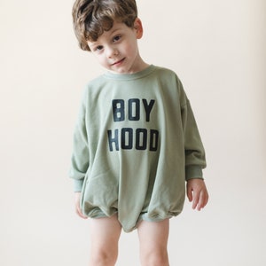 BOY HOOD Oversized Sweatshirt Romper Baby Boy Bubble Romper Baby Boy Outfit Baby Boy Clothes ...