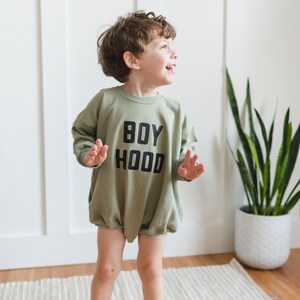 BOY HOOD Oversized Sweatshirt Romper Baby Boy Bubble Romper Baby Boy Outfit Baby Boy Clothes ...