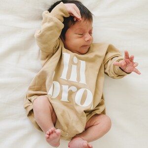 LIL BRO Graphic Oversized Sweatshirt Romper Sweatshirt Bubble Romper Baby Boy Clothes Little ...