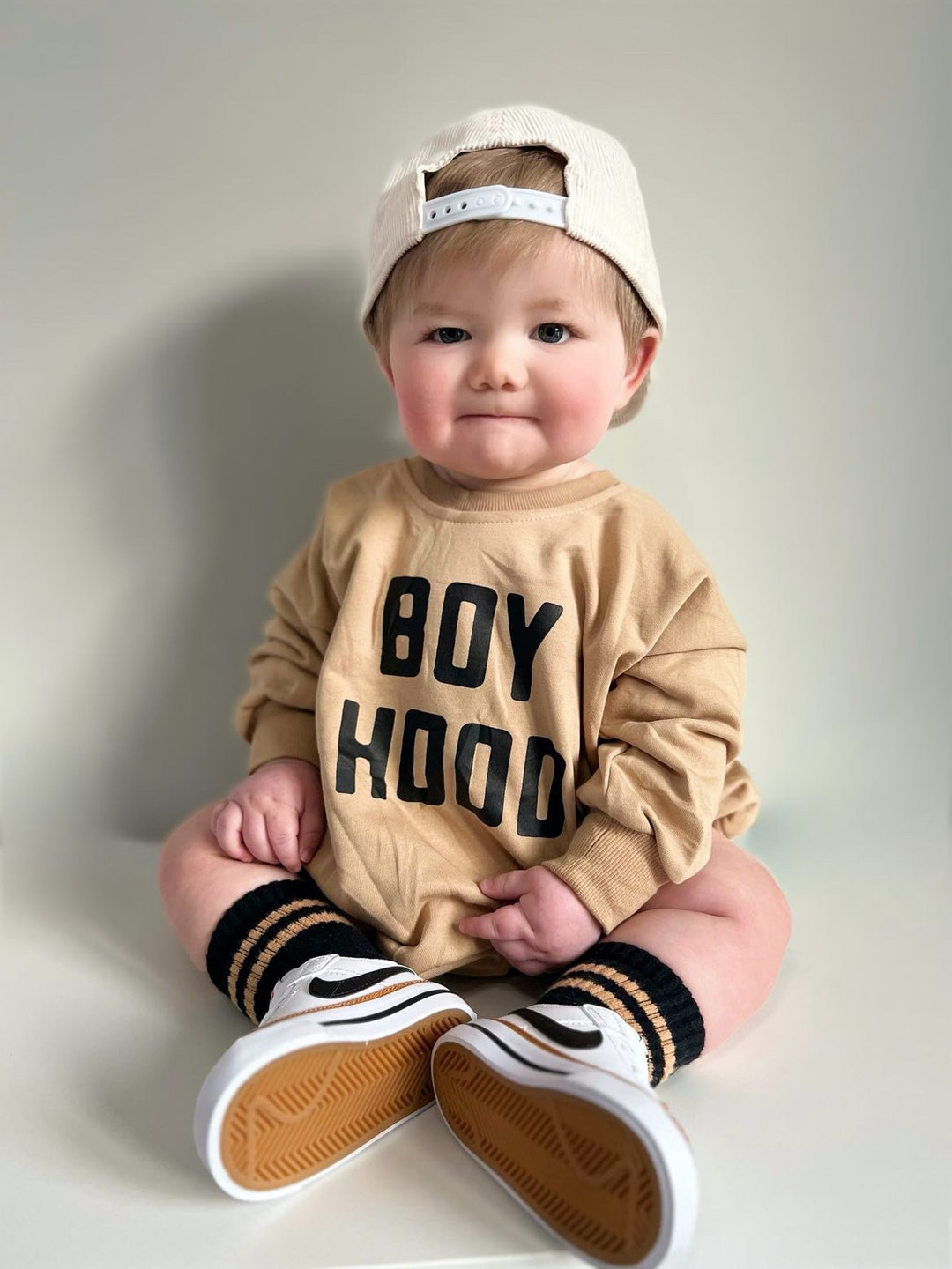 BOY HOOD Oversized Sweatshirt Romper Baby Boy Bubble Romper Baby Boy Outfit Baby Boy Clothes ...