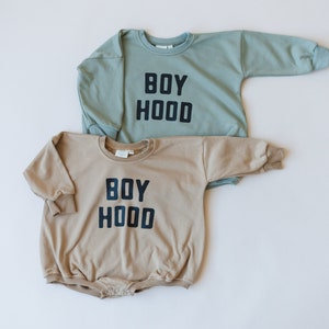 BOY HOOD Oversized Sweatshirt Romper Baby Boy Bubble Romper Baby Boy Outfit Baby Boy Clothes ...