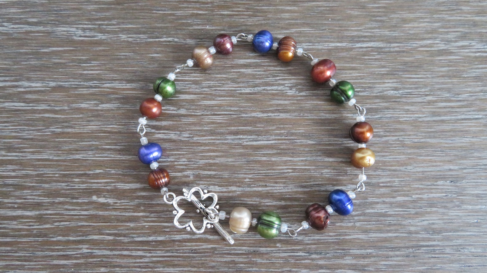 Handmade Colorful Freshwater Pearl Toggle Bracelet and Earrings Set - Etsy