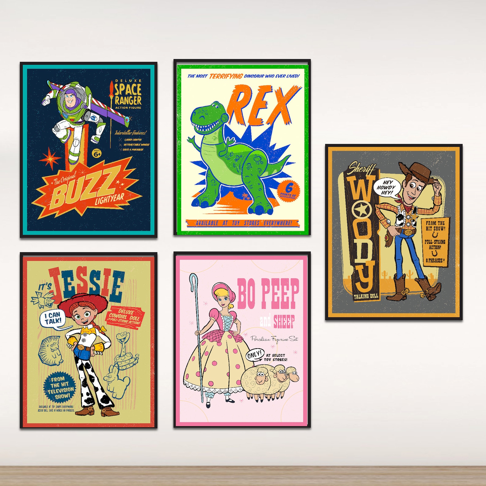 Toy Story Posters | Set of 5 | Woody, Buzz, Rex, Bo Beep, Jesse - Etsy