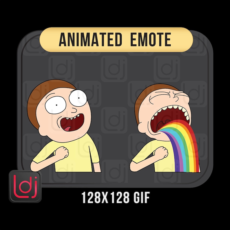 Pack of 2 Animated Morty Emotes - Rainbow Dumping, Twitch / Discord ...