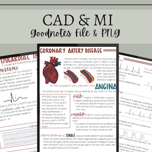 Coronary Artery Disease, Myocardial Infarction Nursing Notes // Digital ...