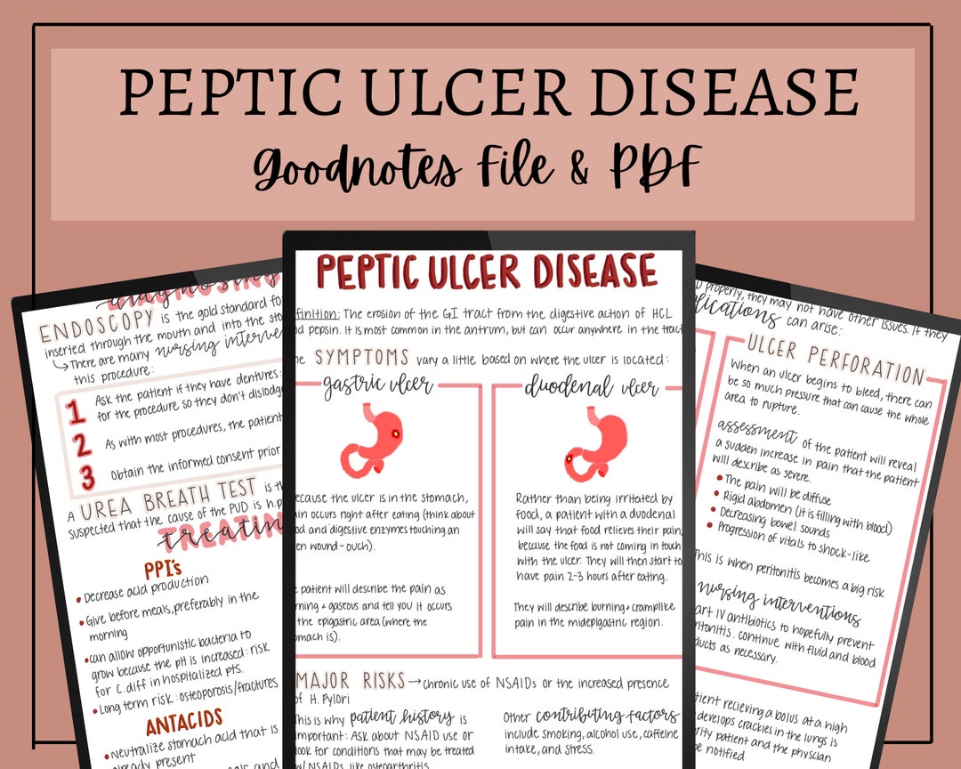 Peptic Ulcer Disease Nursing Notes // Digital Download // Goodnotes ...