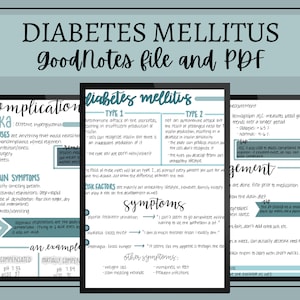 Diabetes Nursing Notes // Digital Download // Goodnotes File & PDF - Etsy