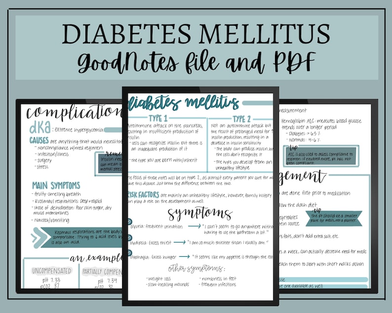 Diabetes Nursing Notes // Digital Download // Goodnotes File & PDF - Etsy