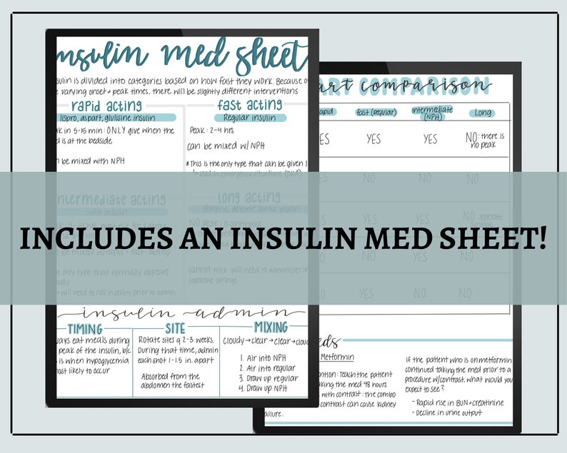 Diabetes Nursing Notes // Digital Download // Goodnotes File & PDF - Etsy