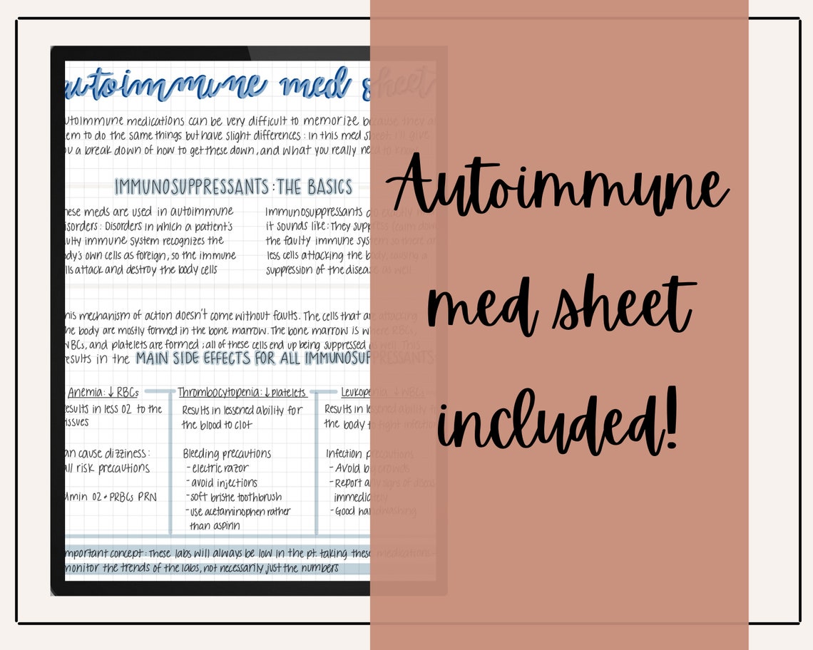 Autoimmune Disorders Nursing Note Bundle // Digital Download ...