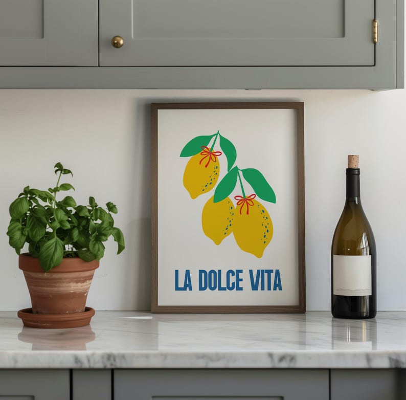 La Dolce Vita Lemon Print: Italian Kitchen Art, Retro Summer Decor ...