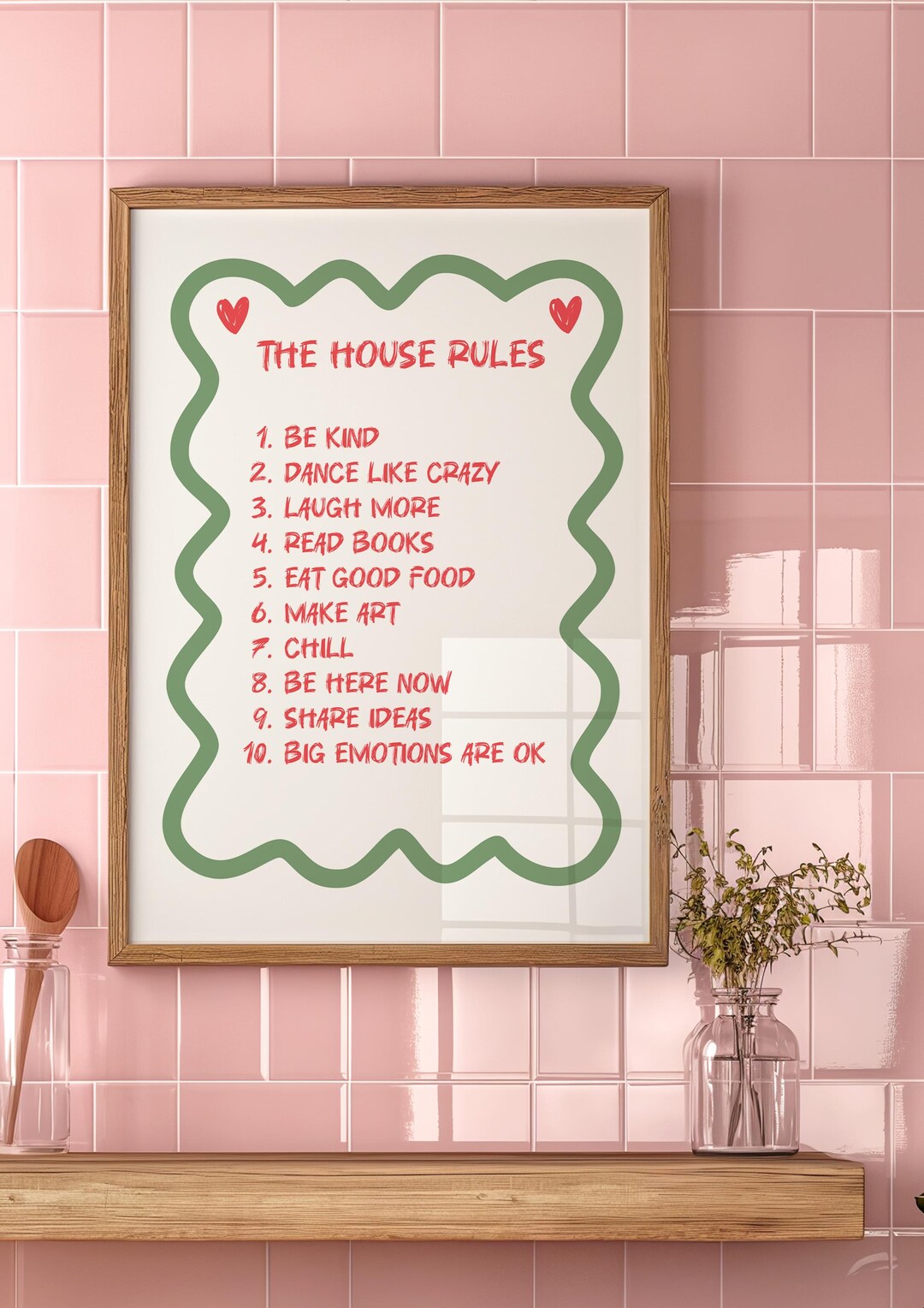 The House Rules Poster, Family Wall Art, Colorful Home Decor ...