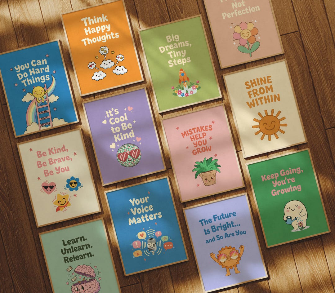 Kids SEL Affirmation Wall Art Printable Bundle, Classroom Posters Set ...