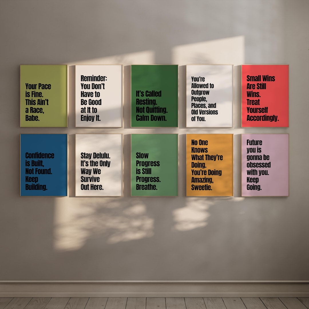 Motivational Quote Poster Set: Colorful Typographic Prints (digital ...
