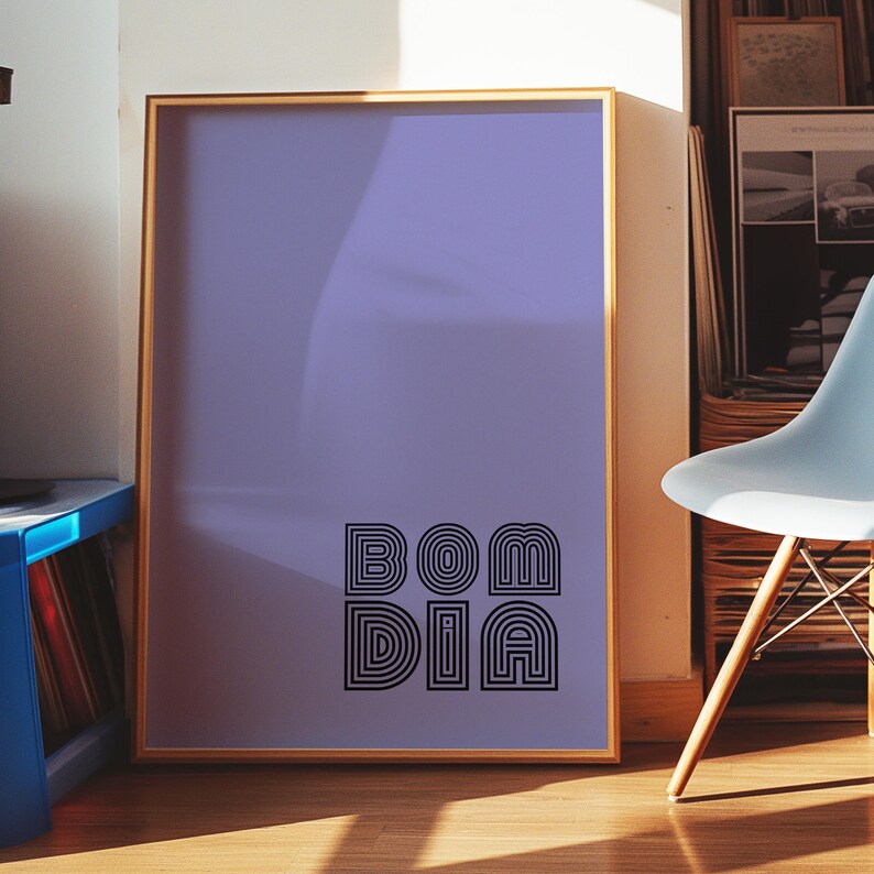 Bom Dia Print Instant Digital Art Poster Brazilian Portuguese Maximalist Colourful Funky Fun ...