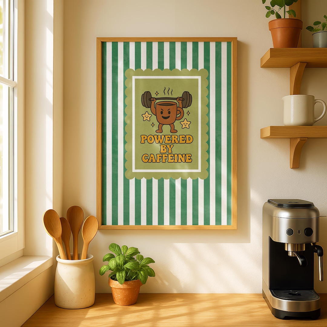 Powered by Caffeine Coffee Corner Printable Wall Art - Etsy
