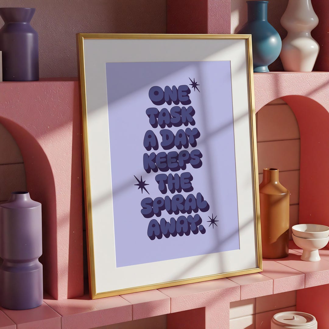 One Task a Day Poster, Funny Motivational Wall Art, Mental Health Decor for Teens & Adults ...