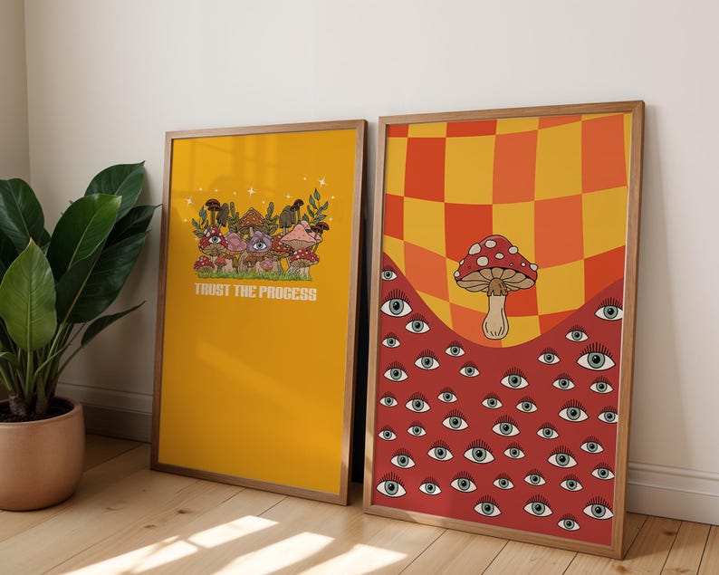 Funky Mushroom Poster: Retro Maximalist Home Decor (digital Download ...