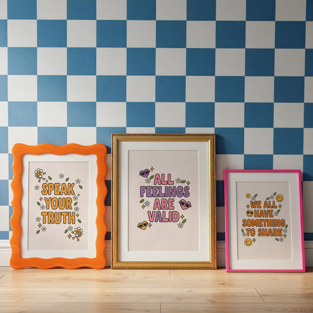 Retro Mental Health Printable Set: Speak Your Truth, All Feelings Are ...