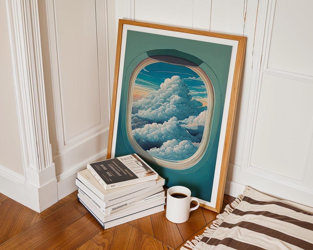 Plane Window Poster, Clouds Vintage Wall Art, Travel Lover Home Decor ...