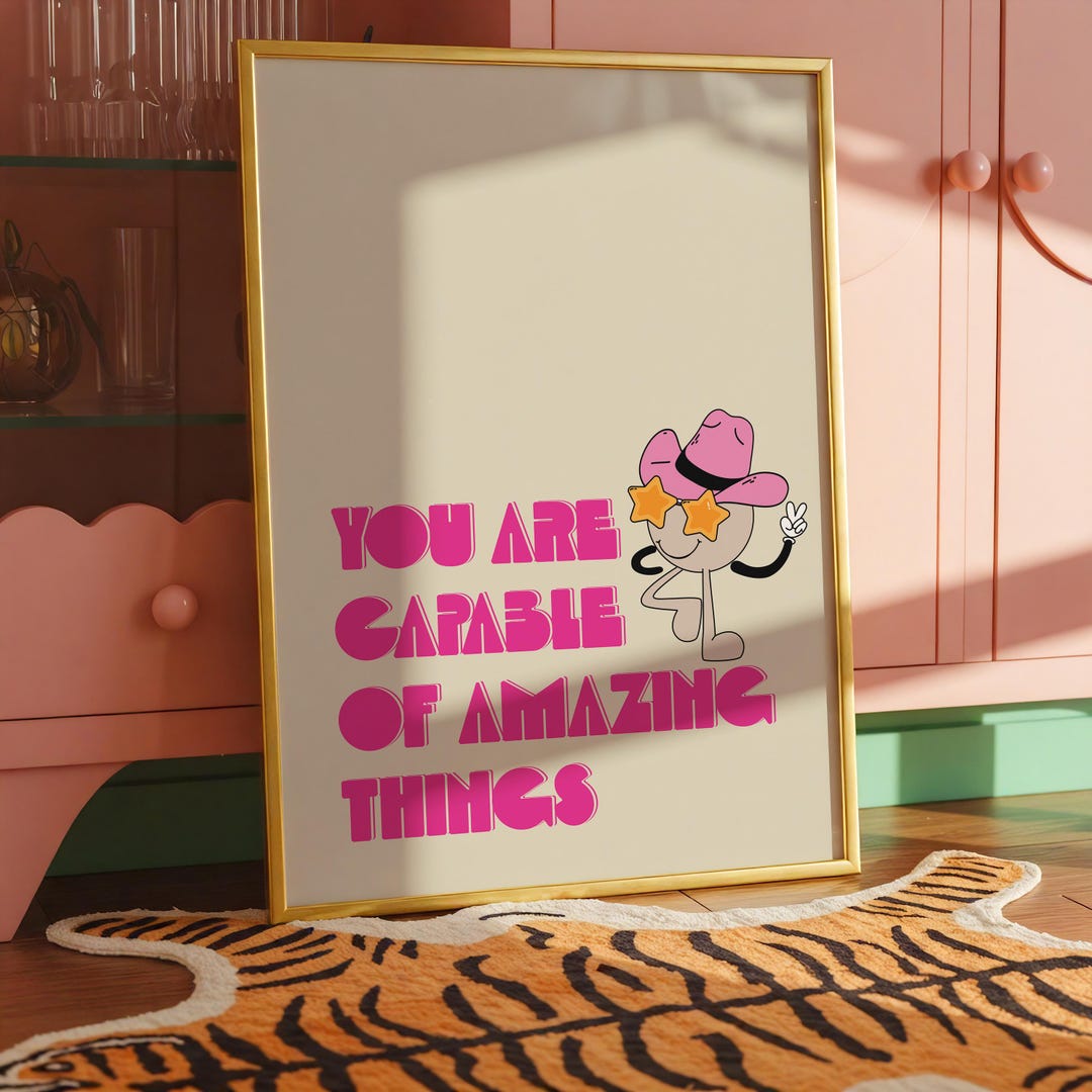You Are Capable of Amazing Things Poster – Retro Cartoon Motivational ...