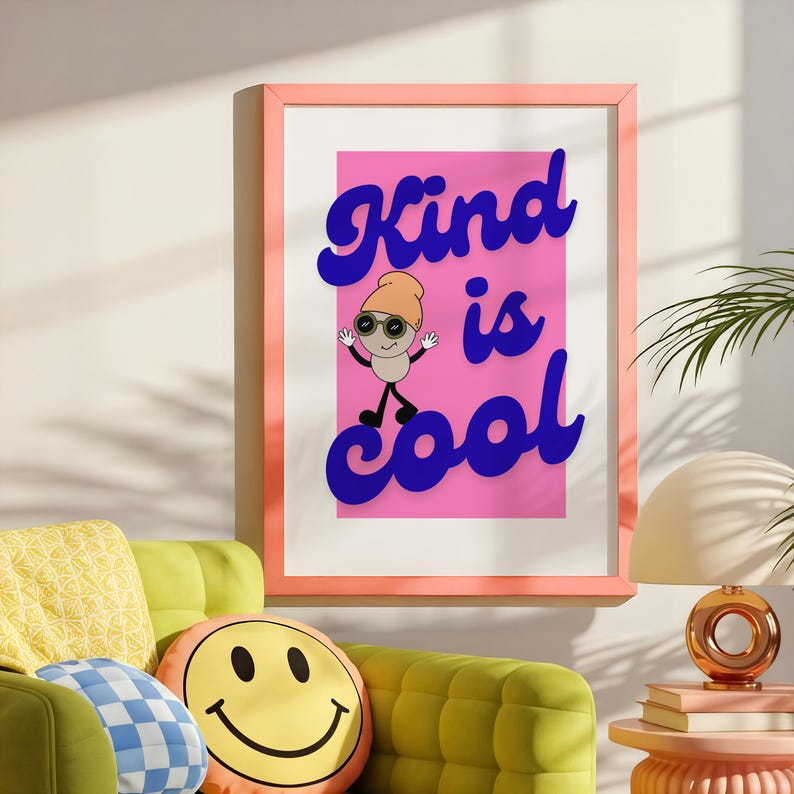 Póster "Kind Is Cool" – Arte de dibujos animados retro, impresión ...