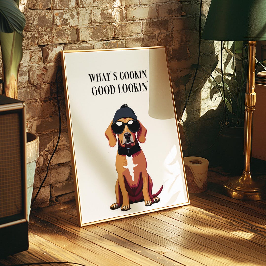 What’s Cookin’ Good Lookin’ Poster, Dog Wall Art, Funky Kitchen Decor ...