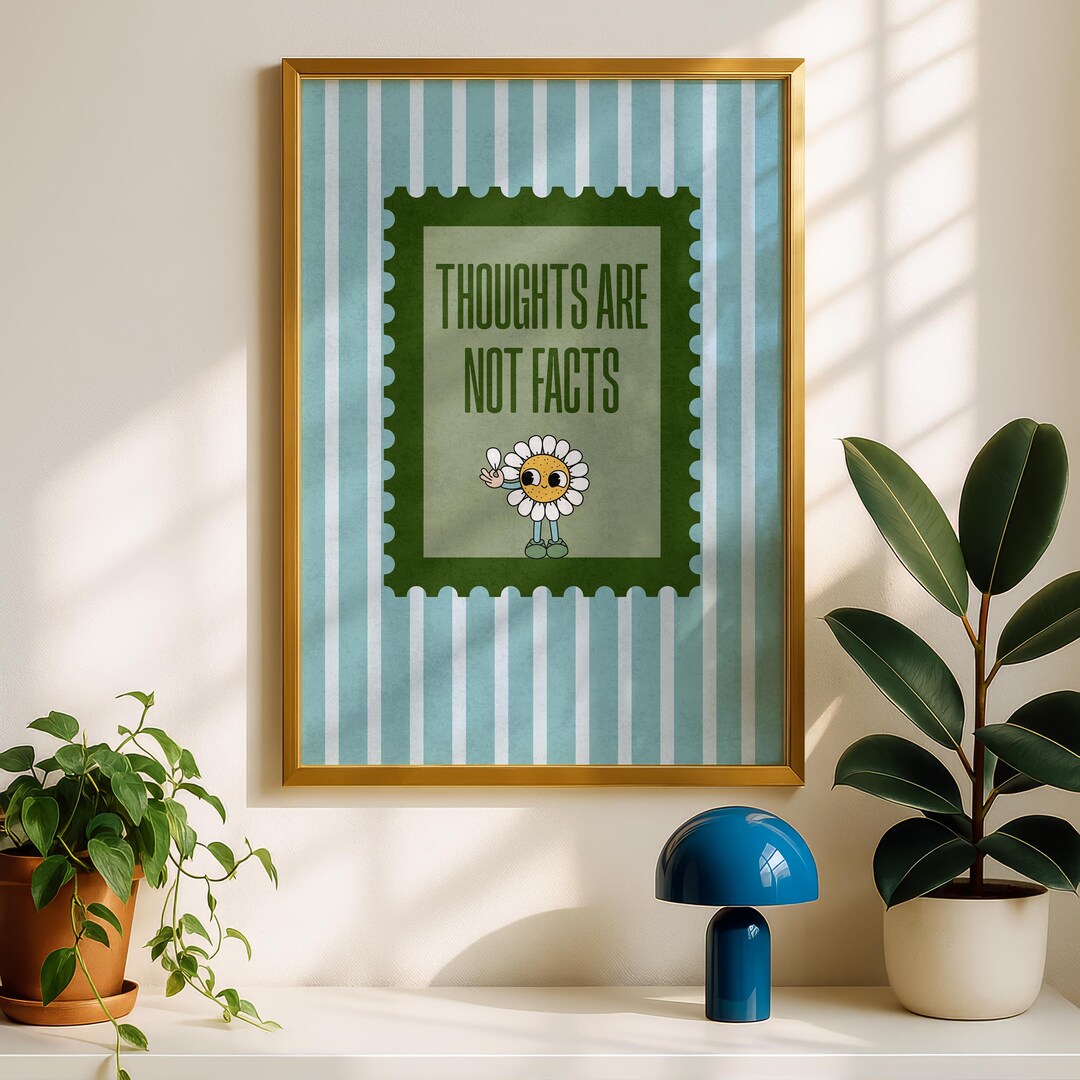 Thoughts Are Not Facts - Retro Poster - Mindful Wall Art for Calm ...