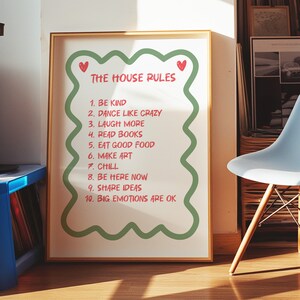 House Rules Print: Funky Family Decor (digital Download) - Etsy