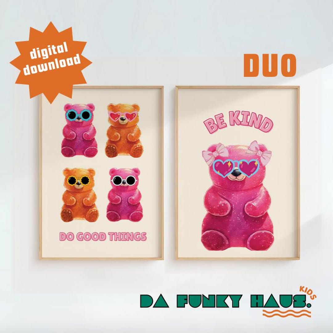 Gummy Bears Duo Print Kids | Digital Download Poster | Colourful Funky ...