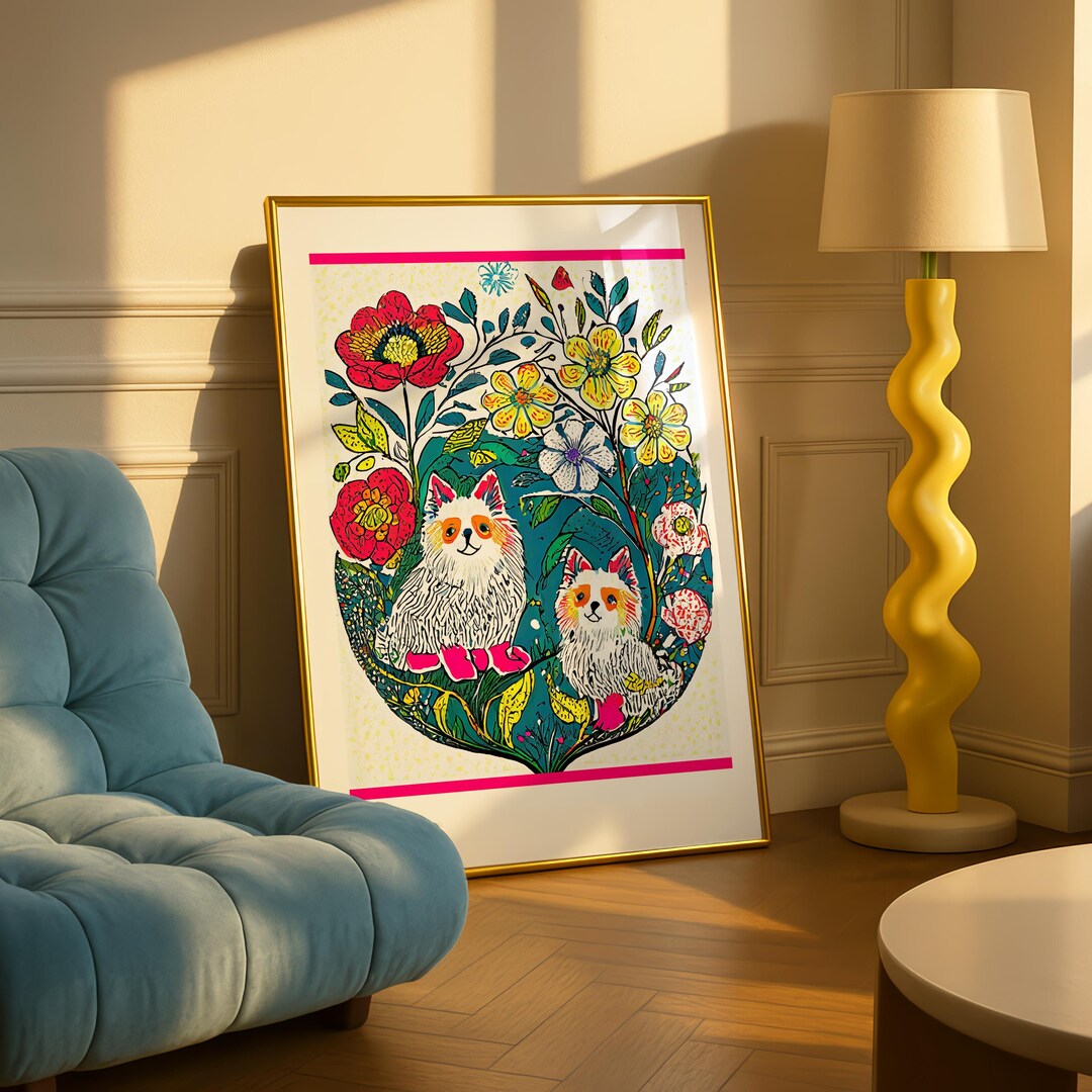 Funky Dogs Art Print: Colorful Maximalist Home Decor (digital Download ...