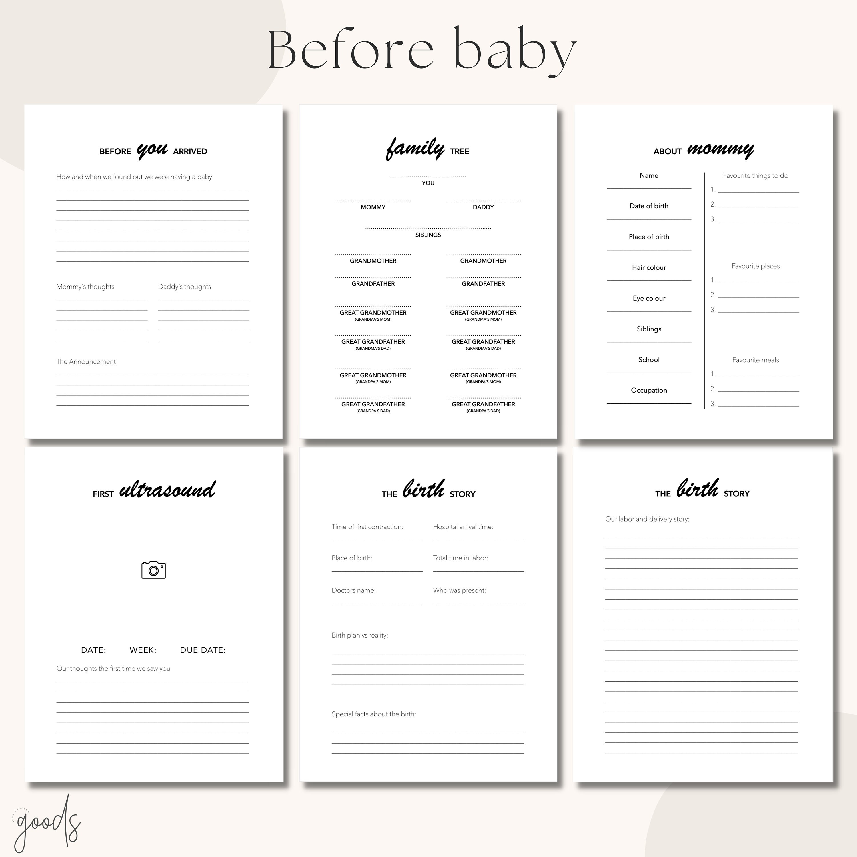 Printable Baby Journal, Pregnancy Journal, Baby Book, Baby Milestones ...